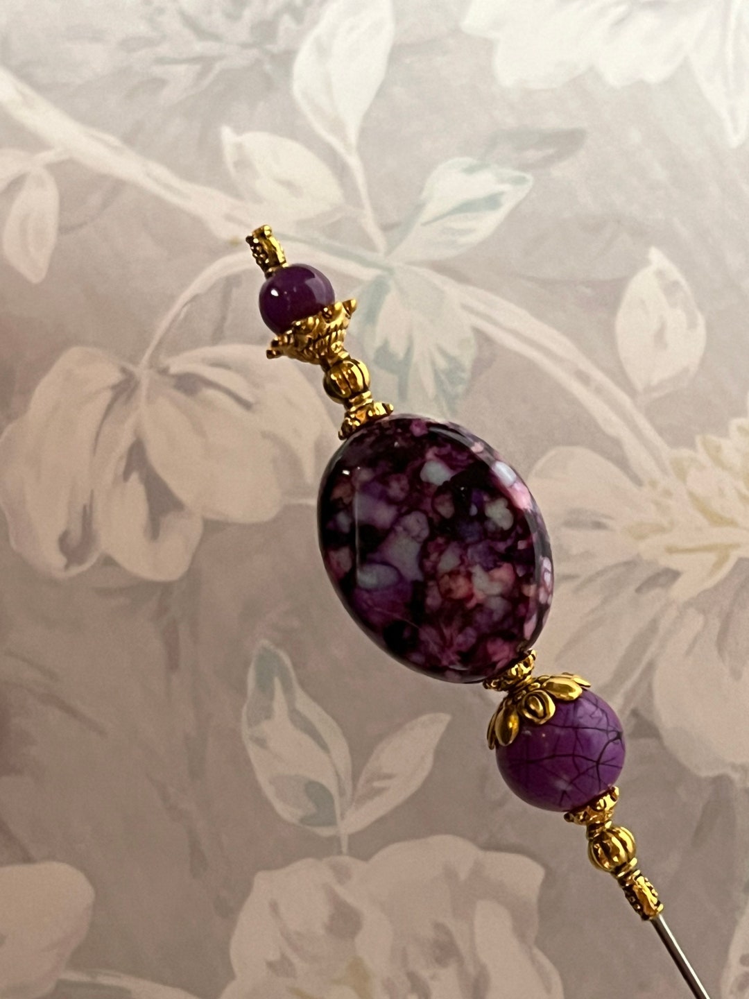 HATPIN }{ Deep Purple Long Hat Pin }{ Victorian Hat Pin }{ Choose Your ...