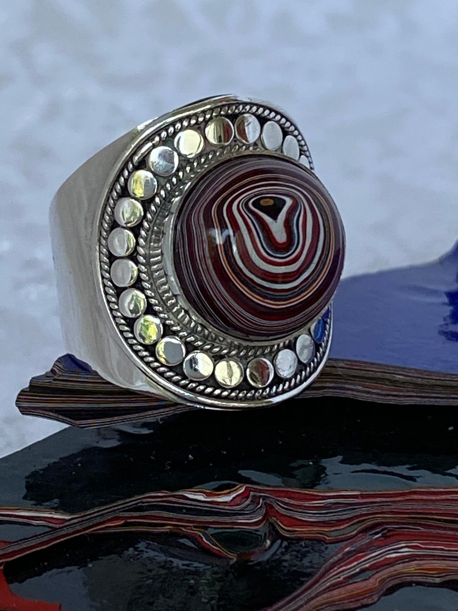 Ring Corvette Fordite Paint Layers Handcrafted Into a Shiny - Etsy