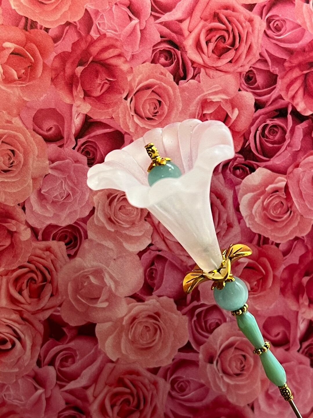 Hatpin White Translucent Calla Lily Sea Foam Mint Green Hat Pin Choose