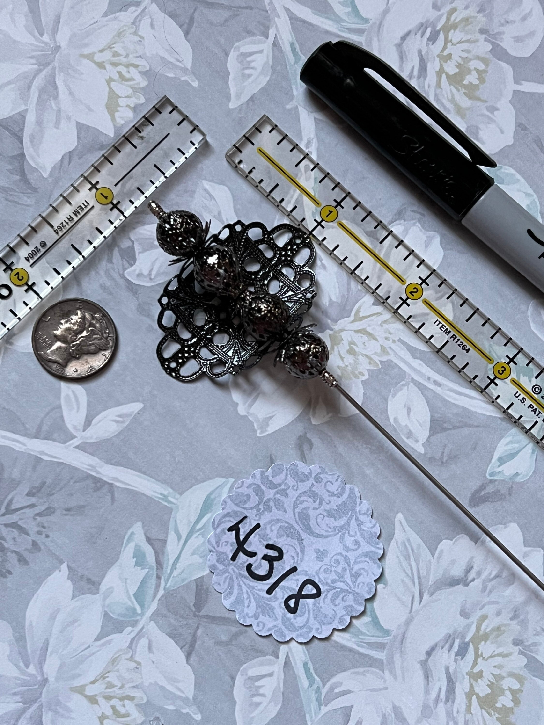 HATPIN }{ Gunmetal Filigree Hat Pin }{ Victorian Antique Style ...