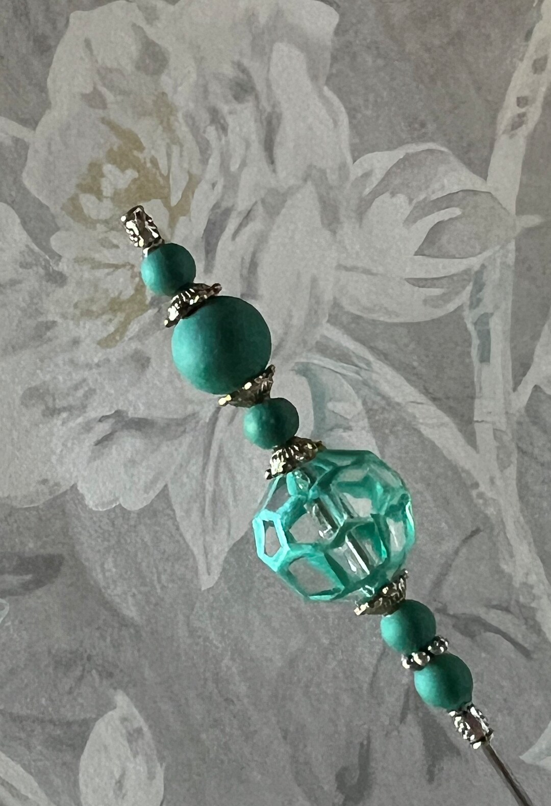 HATPIN }{ Long Hat Pin }{ Deep Teal Aqua Green }{ Choose Your Length 14 ...