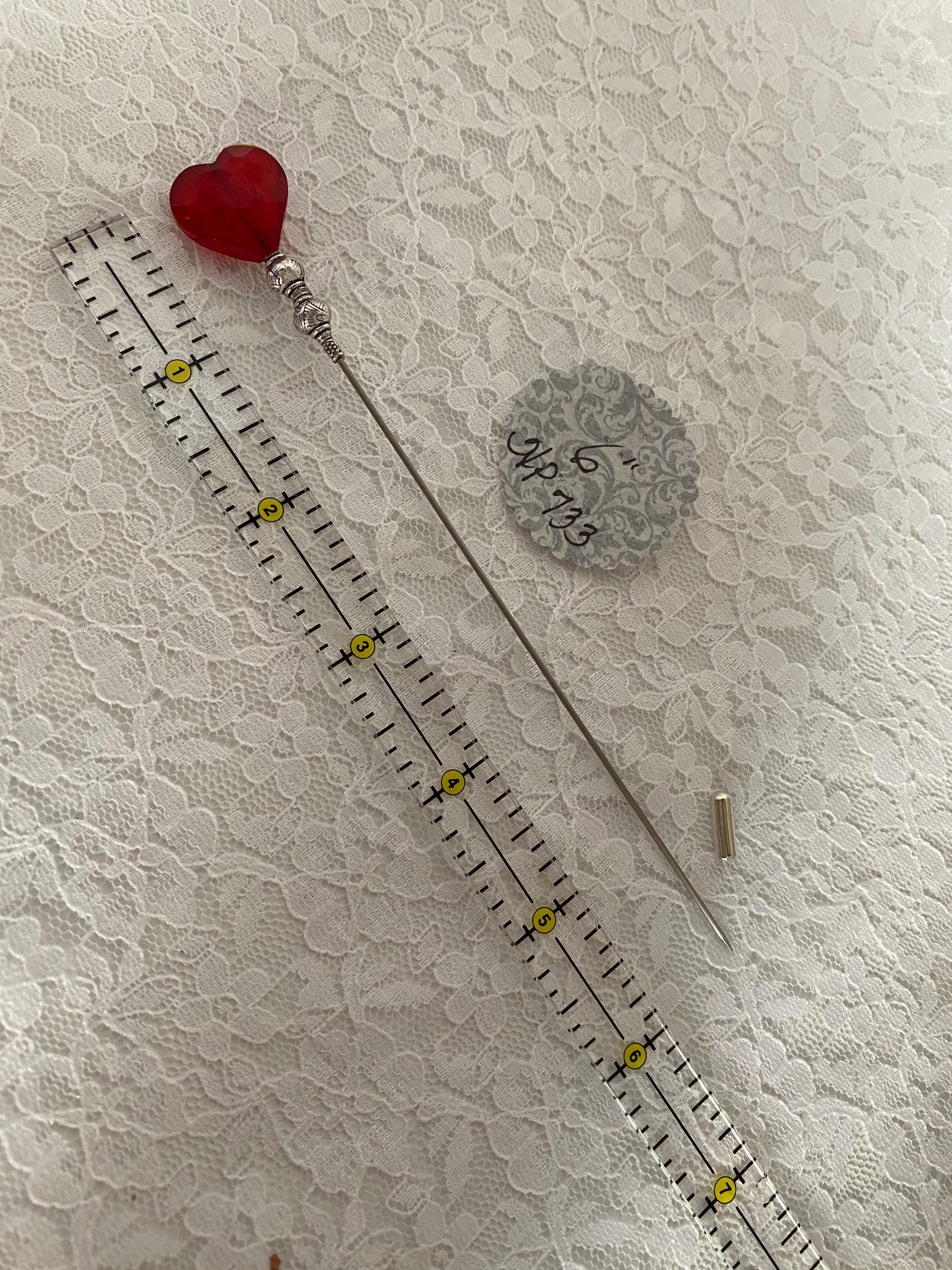 Sparkling Bright Ruby Red Crystal Heart Hat Pin 6 Sturdy | Etsy