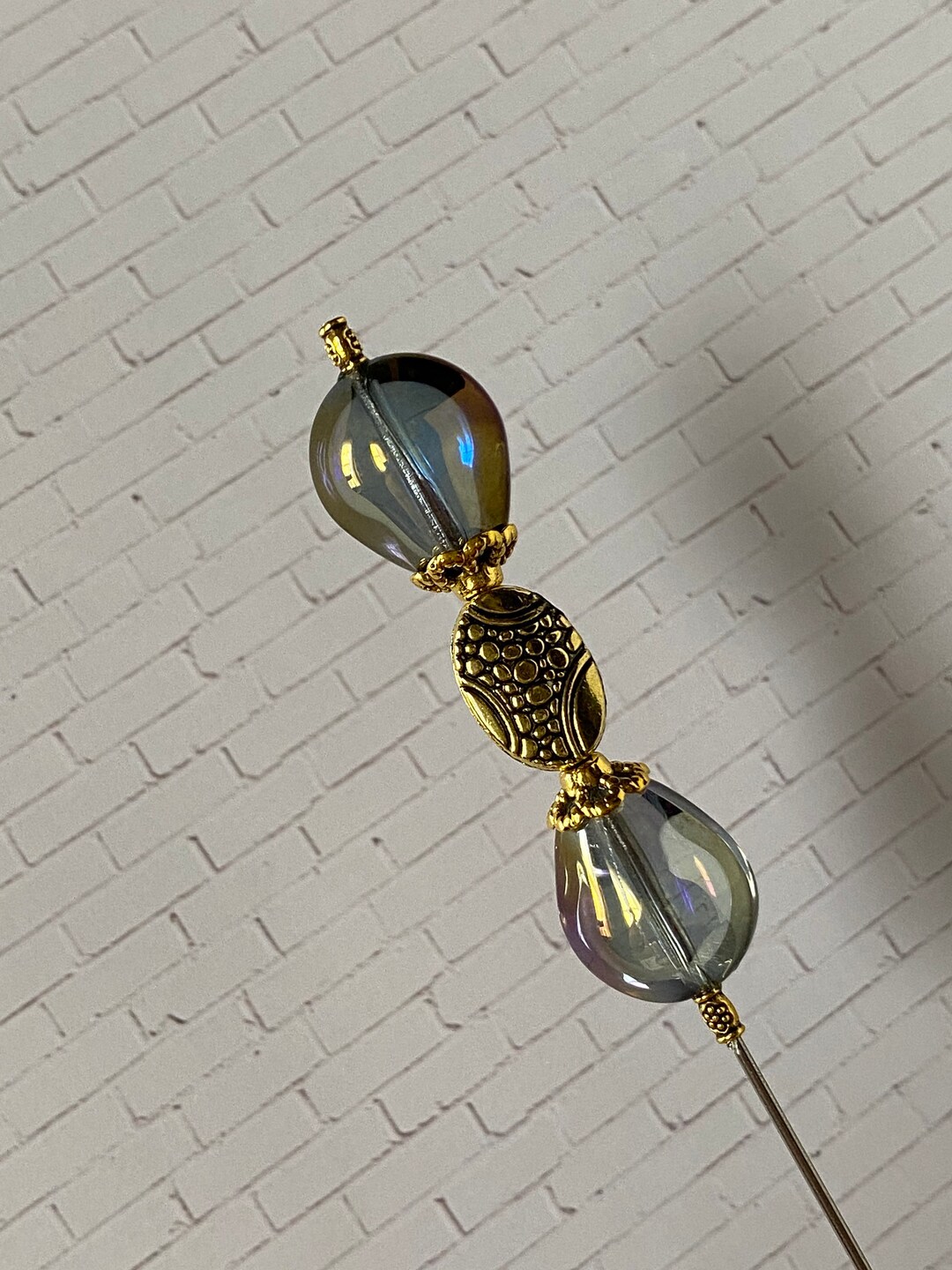 Carnival Glass Long Victorian Hat Pin } { Choose Your Length }{ Sharp ...