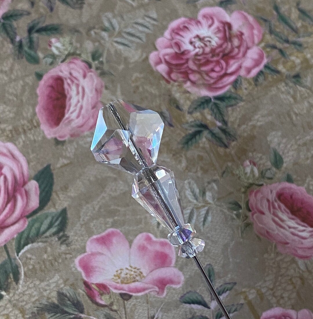 HAT PIN }{ Sparkling Crystal Clear AB Hat Pin }{ Victorian Stick Pin ...