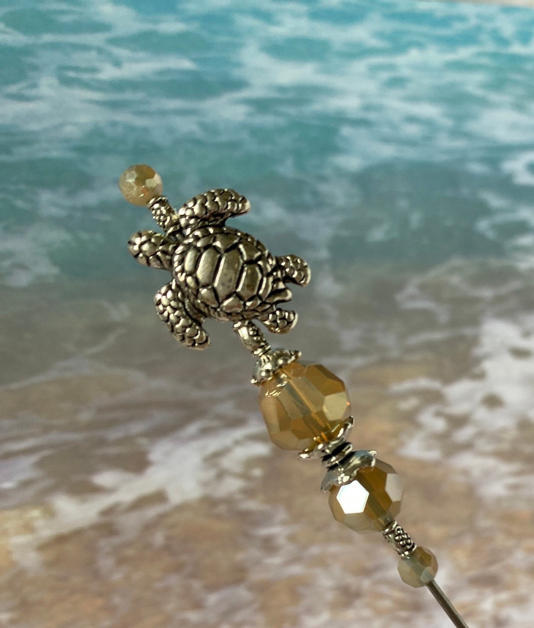 Sparkling Stick Pin Sea Turtle }{ Displays Beautifully }{ 7” Long ...