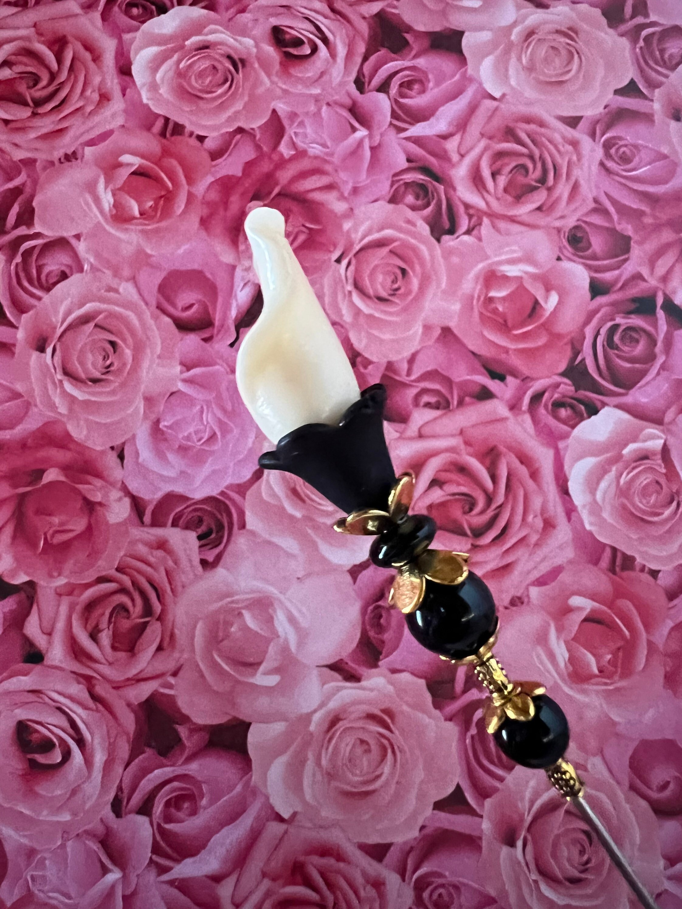 Calla Lily Antique Style Hatpin Black And Ivory Choose Etsy