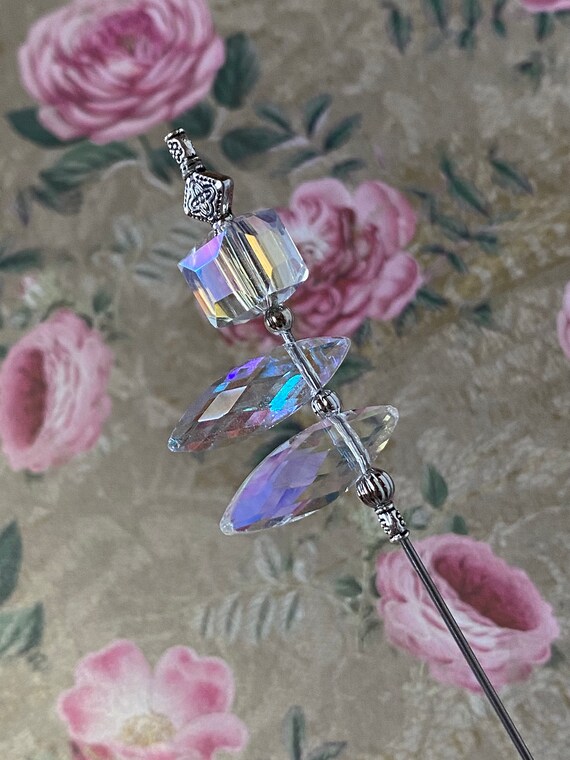 Crystal Clear Iridescent AB Crystal Dangle Freely Long Hat | Etsy