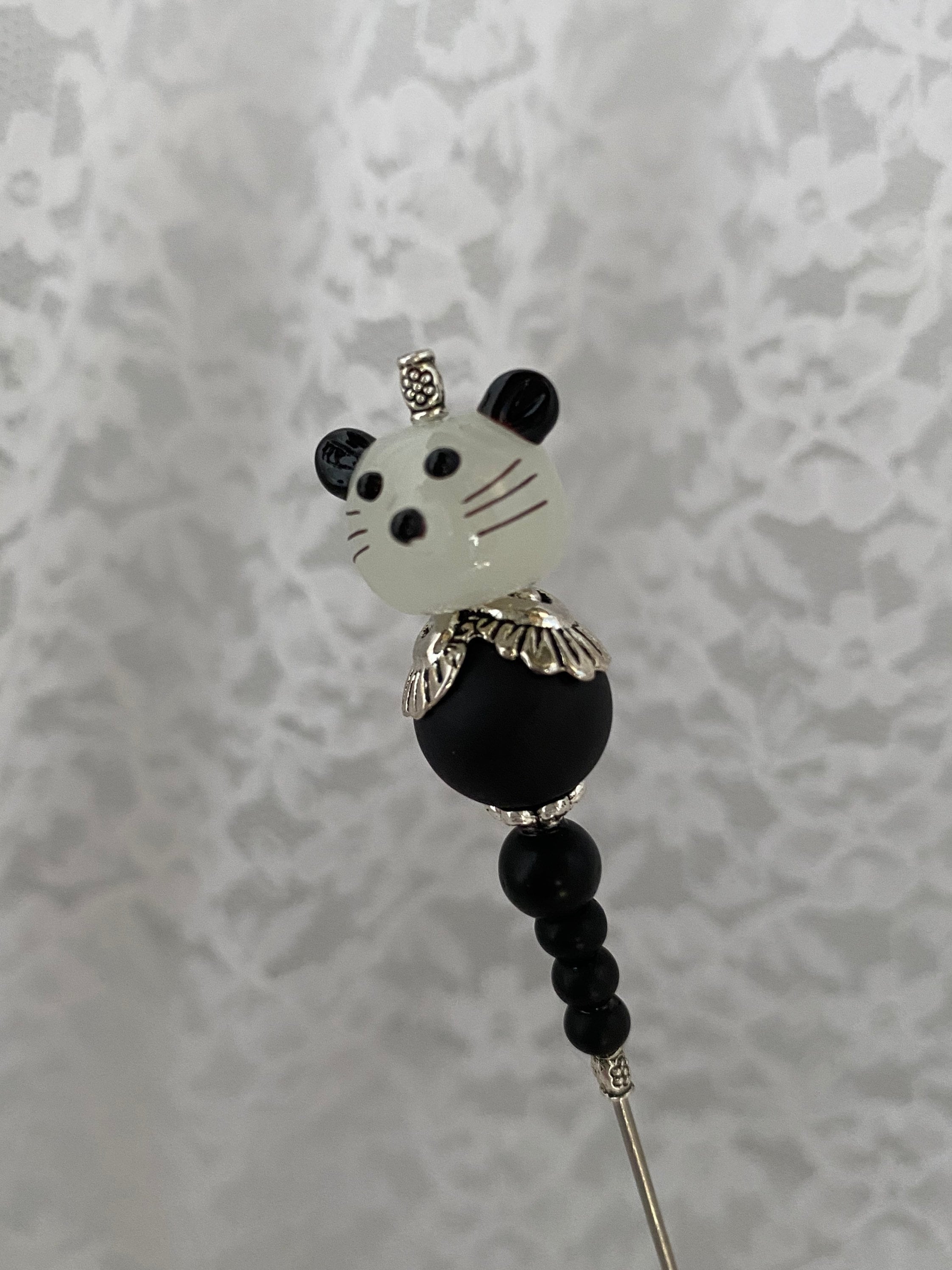Mouse Victorian Long Hat Pin }{ 7” Sturdy Steel Stick With Clutch Cap ...