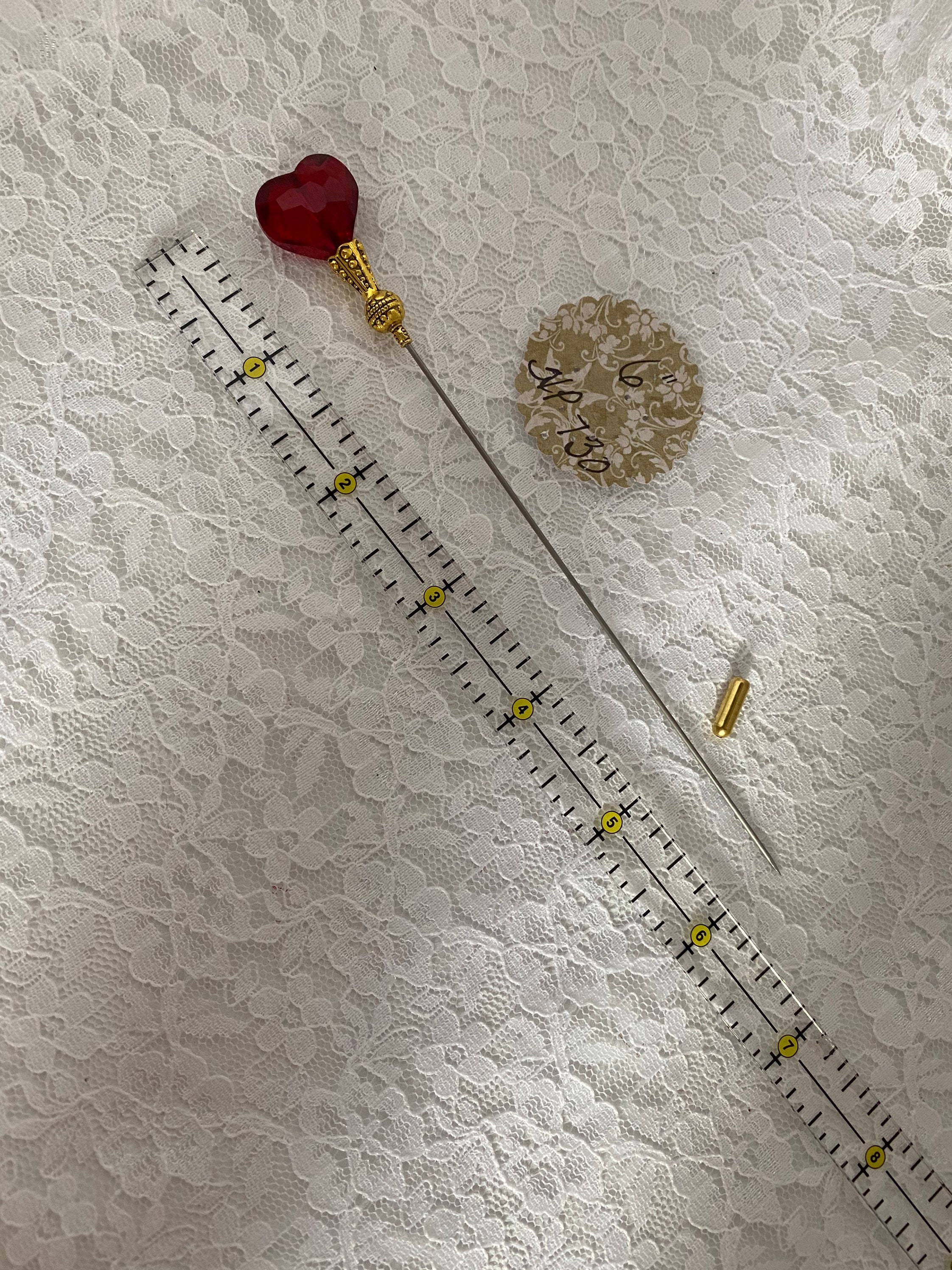 Sparkling Ruby Red Crystal Heart Hat Pin 6 Sturdy Steel | Etsy