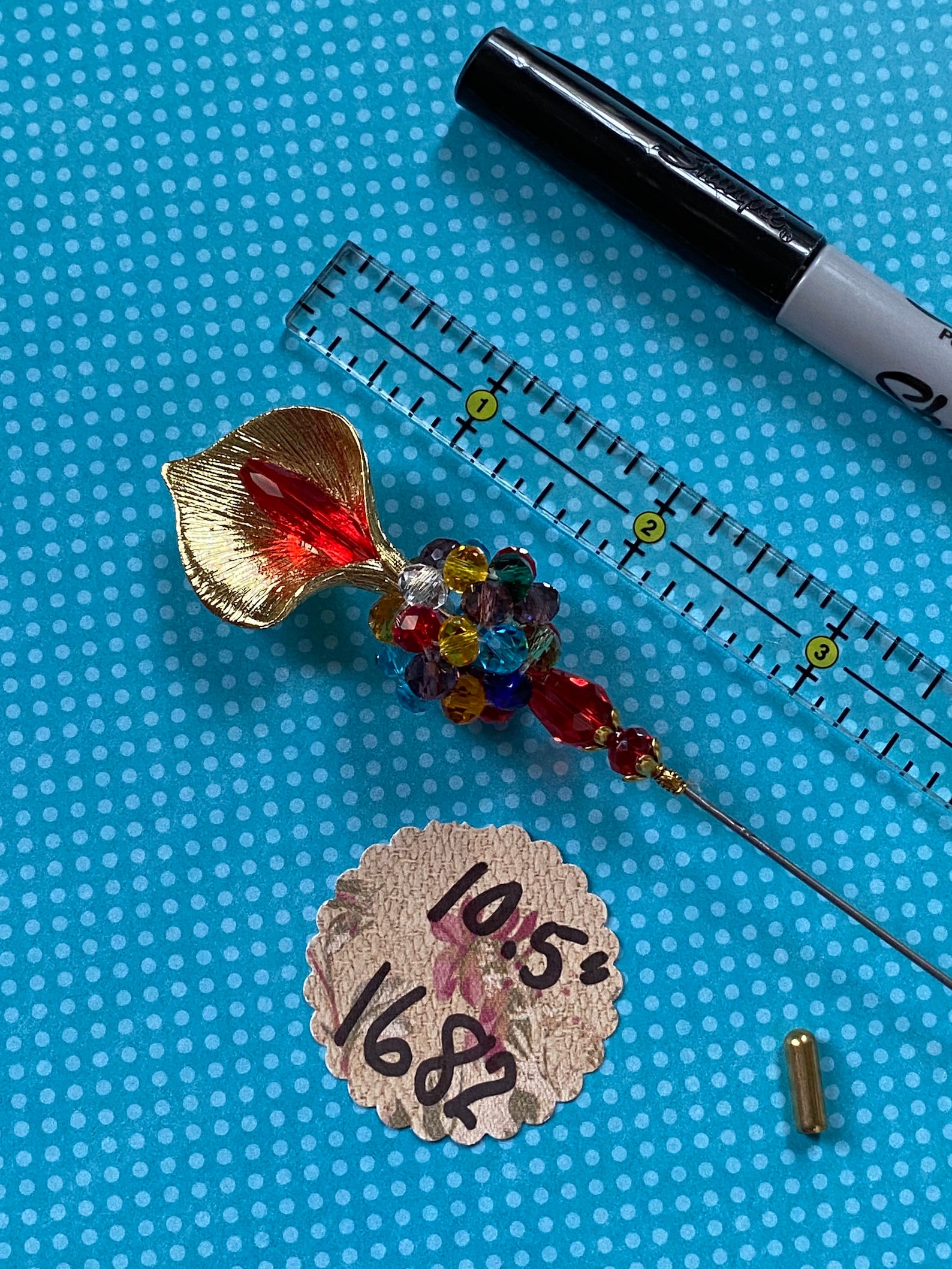 Sparkling Bold Crystal Glass Woven Beads Victorian Hat Pin }{ 10.5 or ...
