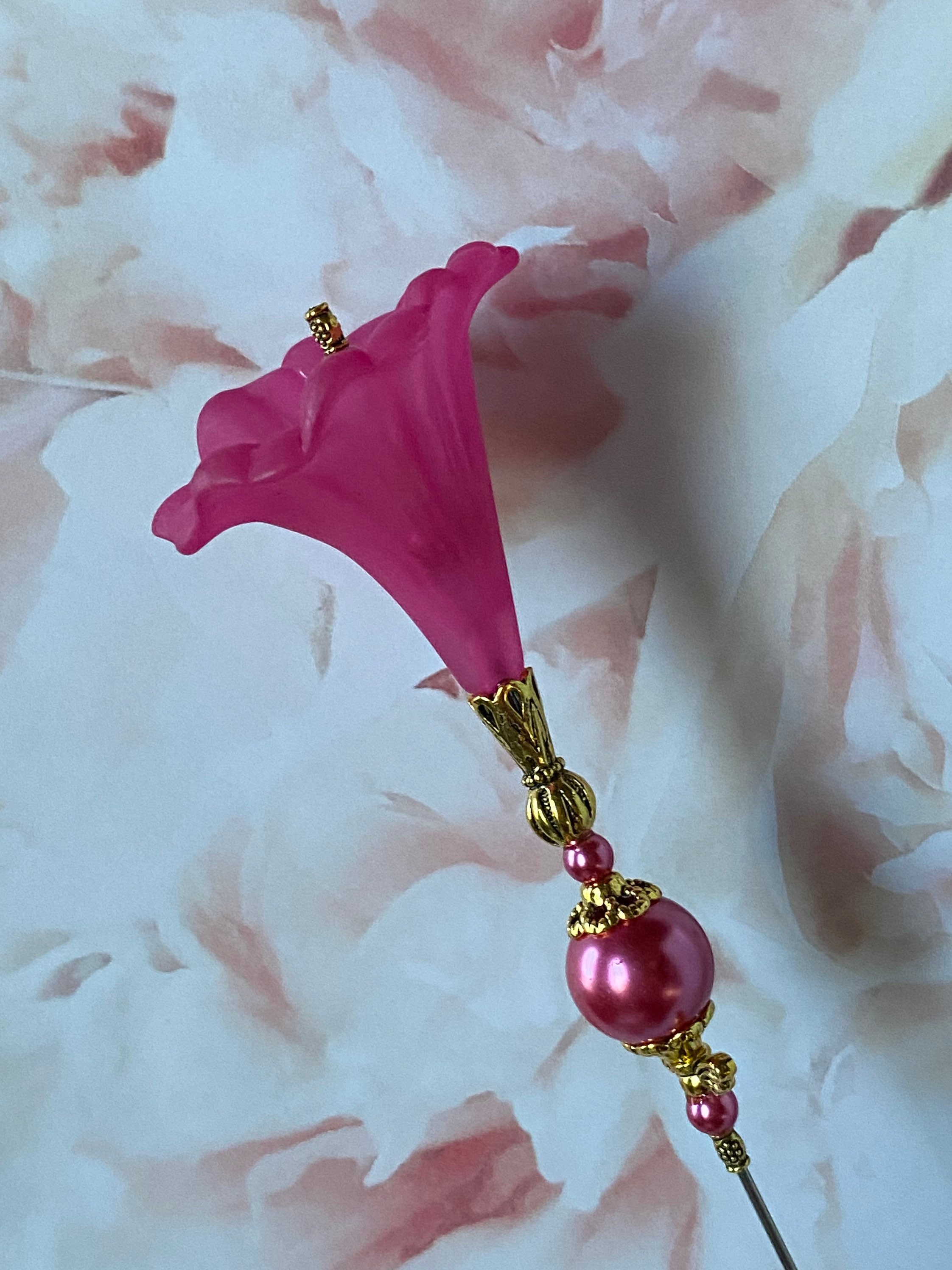 Hatpin Large Lily Flower }{ Fuchsia Hot Pink Butterfly }{ Choose Your ...