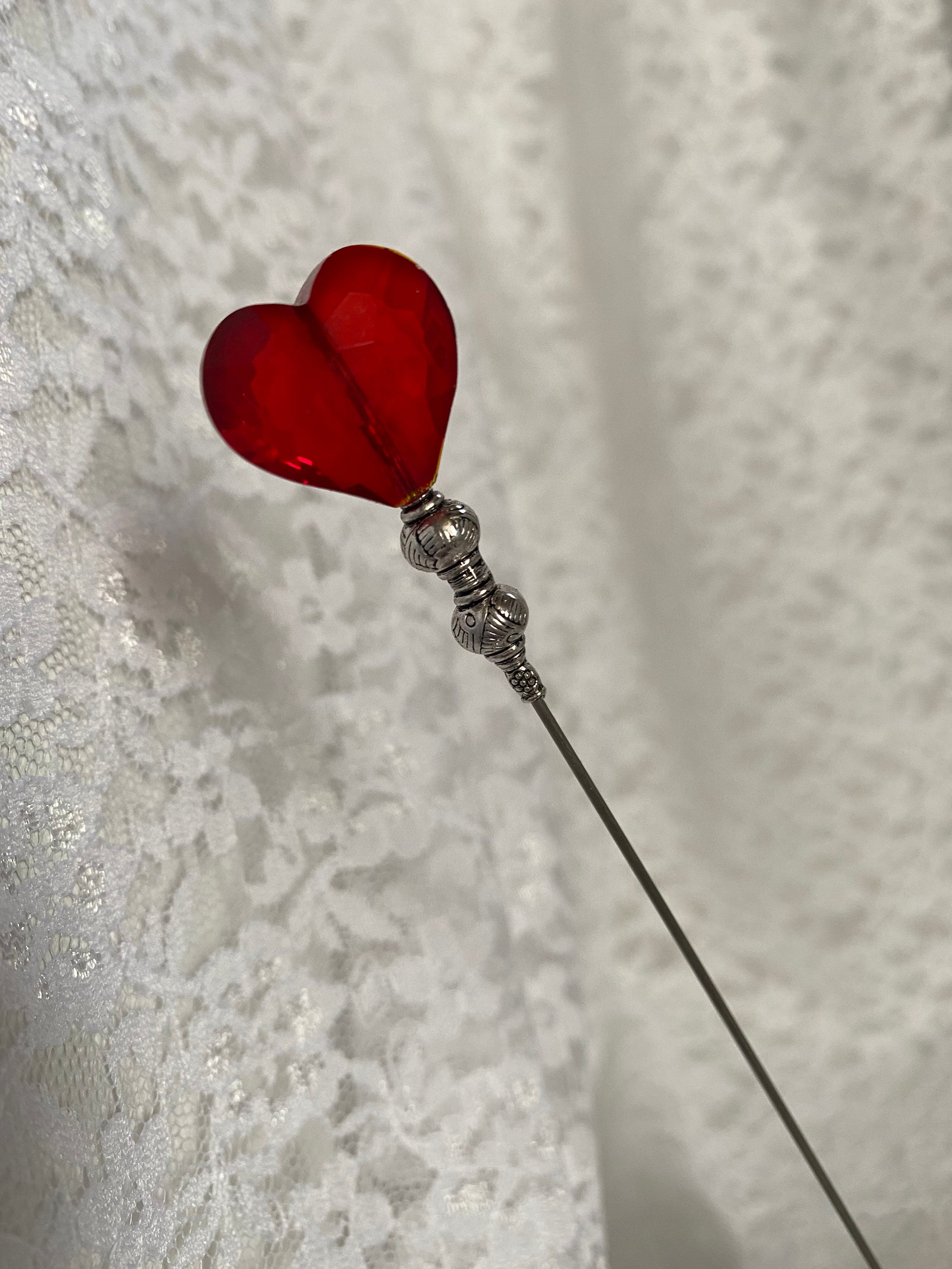 Sparkling Bright Ruby Red Crystal Heart Hat Pin 6 Sturdy | Etsy
