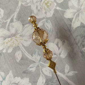 Sparkling Victorian Hat Pin }{ Champagne Amber Crystal Glass }{ Choose ...