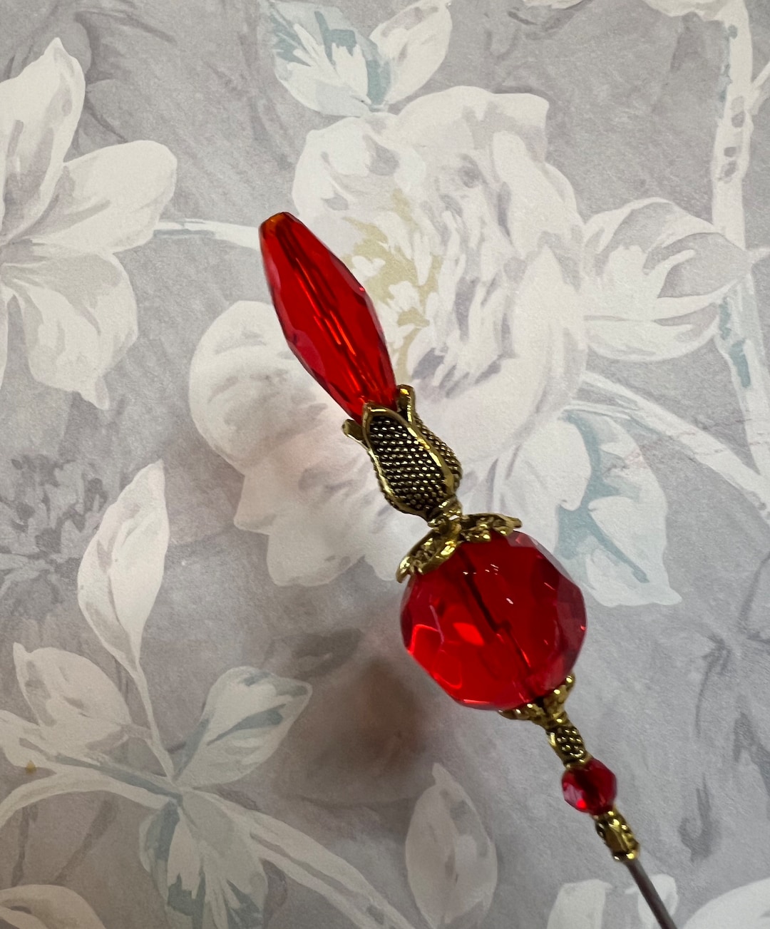 HATPIN }{ Sparkling Red Glass Hat Pin }{ Victorian Stick Pin }{ Choose ...