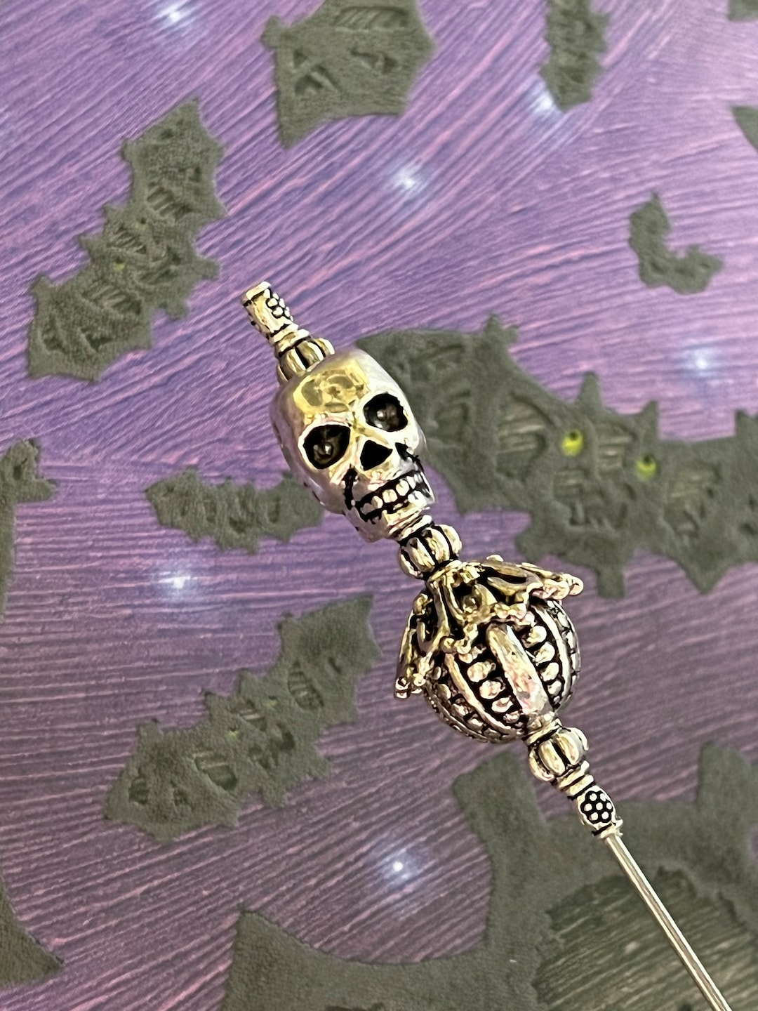 Skull Hatpin }{ Made Sturdy to Use and Wear }{ Choose 14” Long or ...