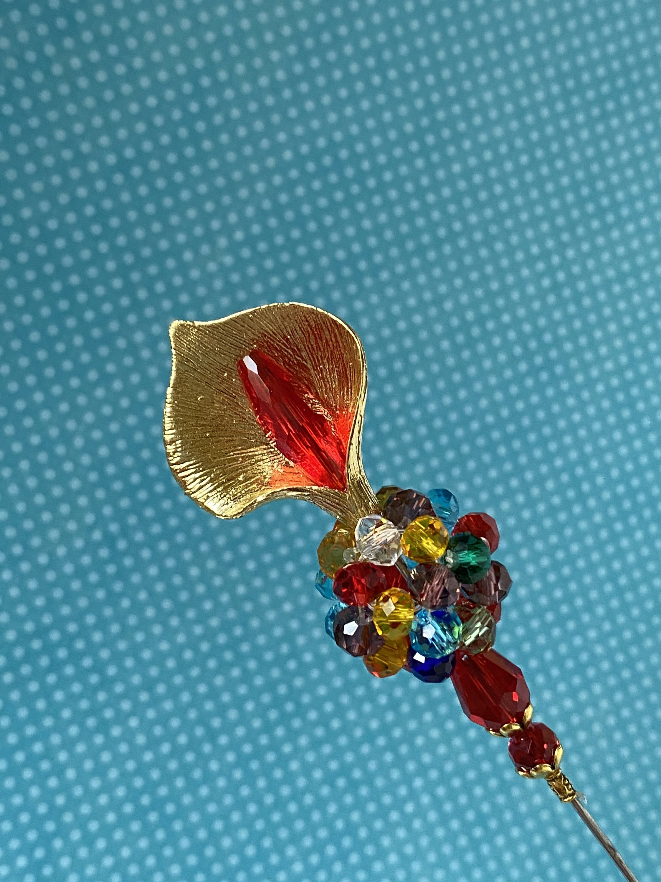 Sparkling Bold Crystal Glass Woven Beads Victorian Hat Pin }{ 10.5 or ...