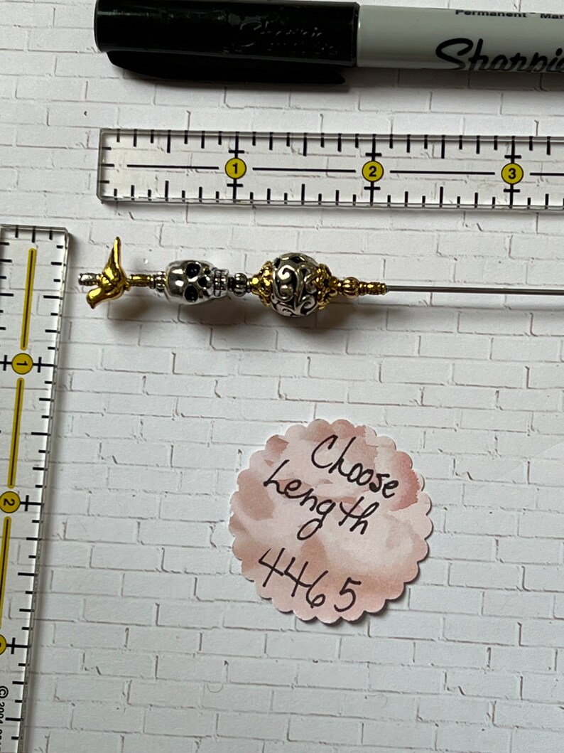 Skull HATPIN }{ Victorian Long Hat Pin }{ Halloween Gothic Stick Pin ...
