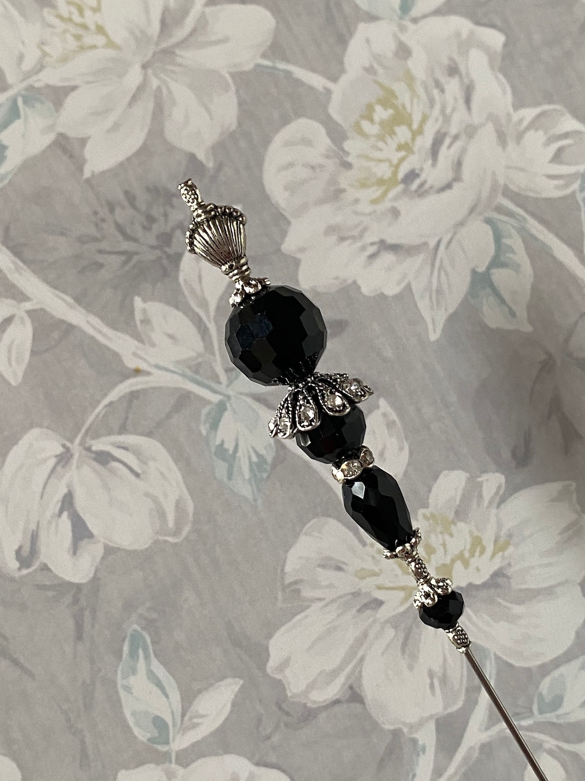 Victorian Long Black Crystal Mourning Hat Pin Sturdy Steel - Etsy