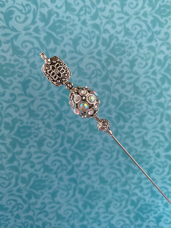 Exquisite Victorian Hatpin Crystal Ab Rhinestones 9 Or Etsy