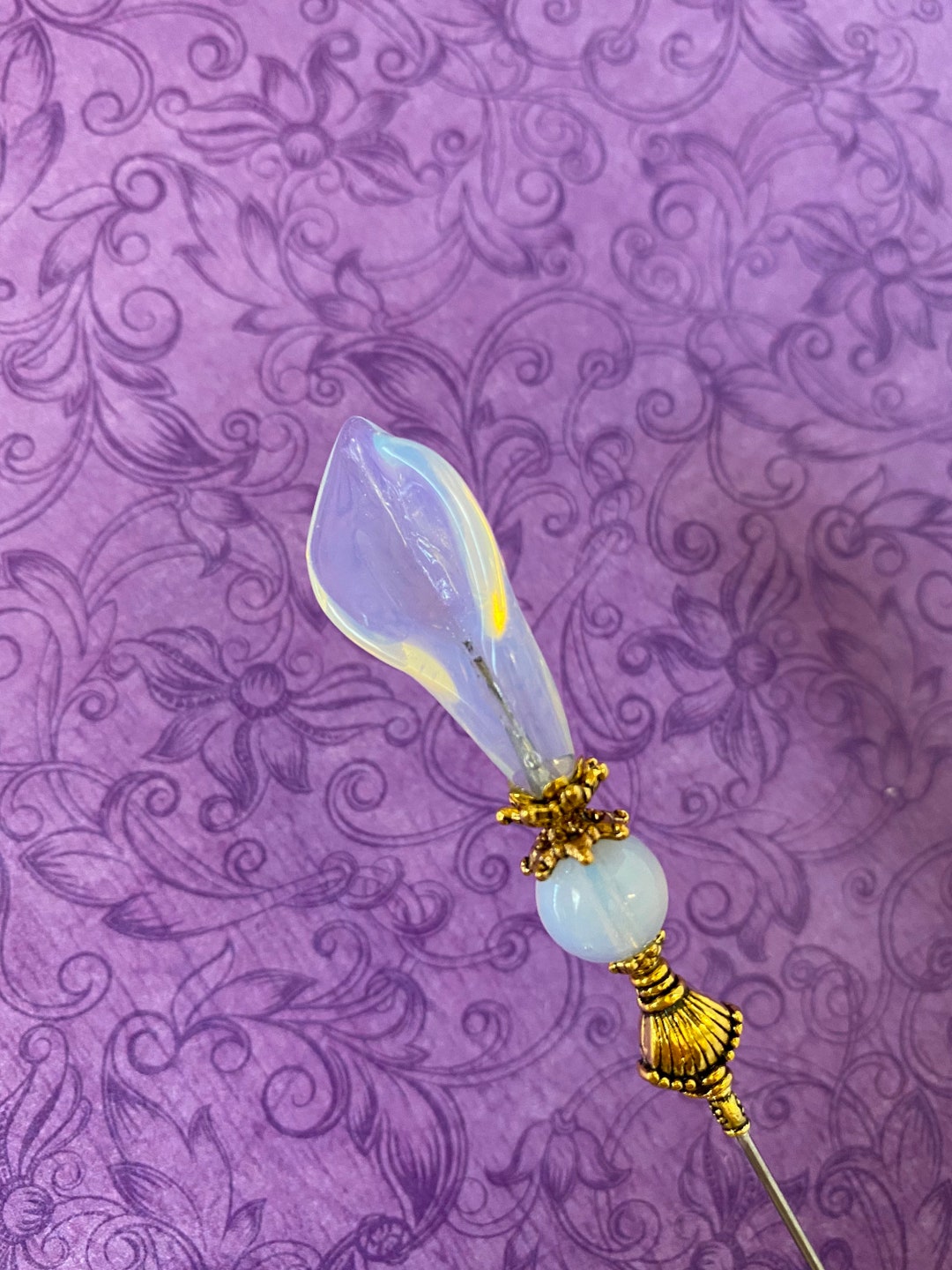 Victorian Long Hat Pin }{ White Opal Glass Choose Your Length }{ Sturdy ...