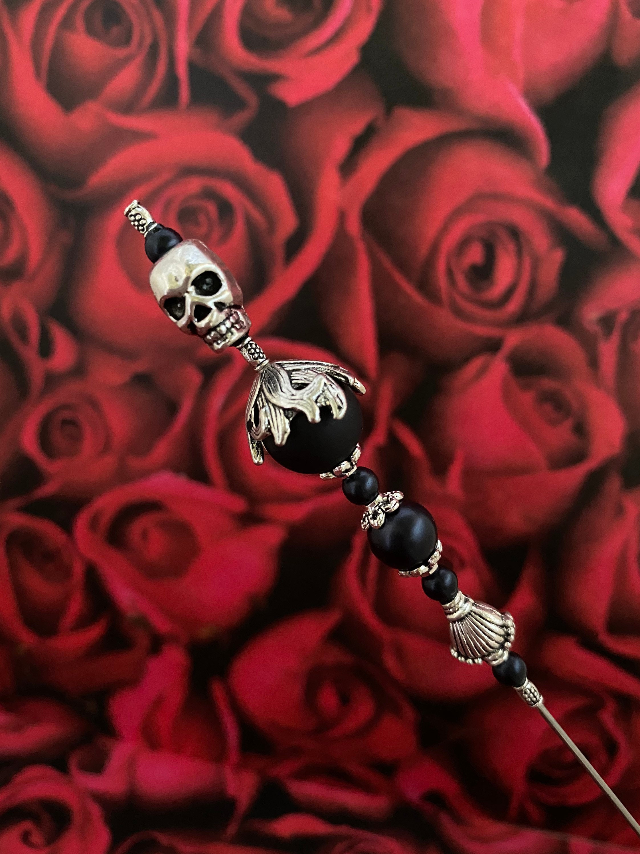 Skull Hat Pin Black 9 Long Sturdy to Use with Cap | Etsy