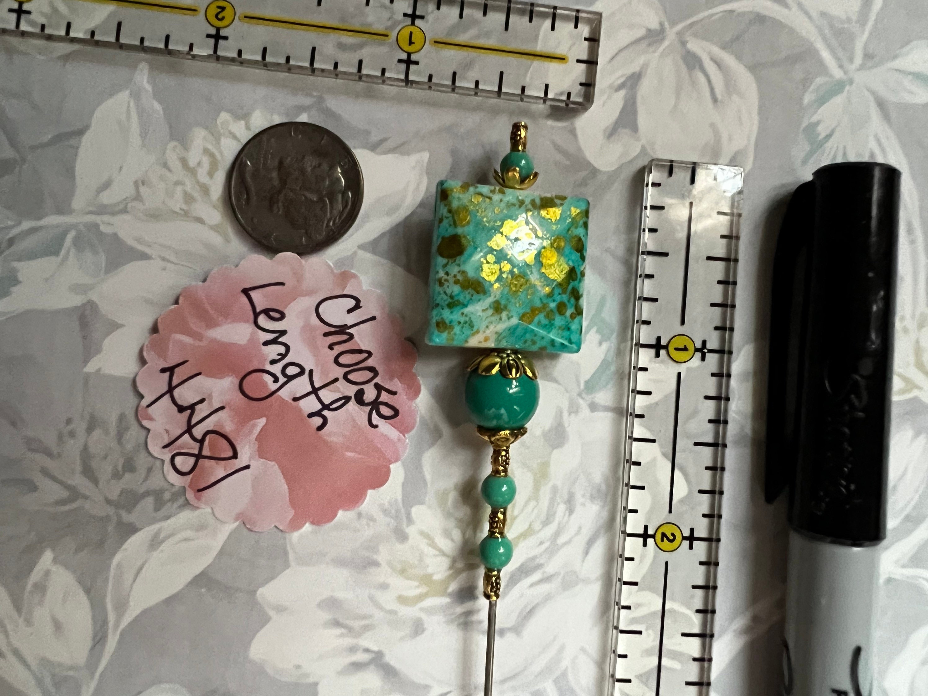 Seafoam Long Hat Pin }{ Choose Your Length }{ Sturdy Steel Stick With ...