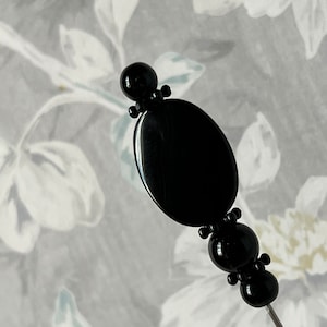 HATPIN }{ Black Swirl Victorian Mourning Stick Pin }{ Funeral }{ Choose ...