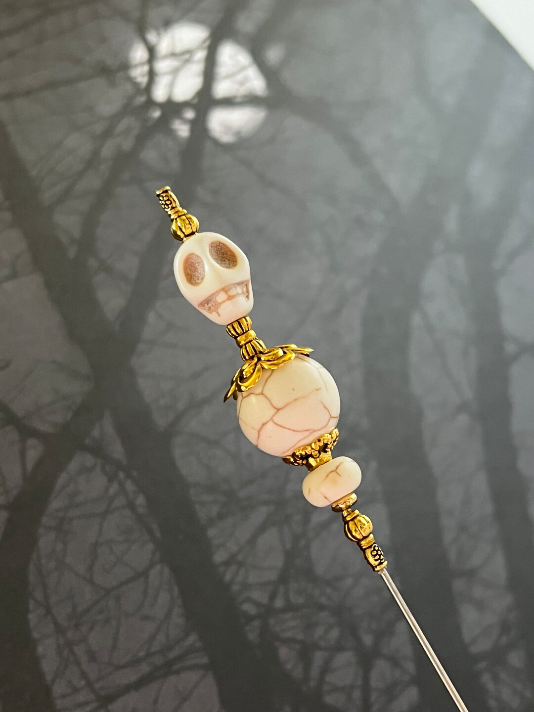 Skull Hatpin Skeleton }{ Made Sturdy to Use and Wear }{ Choose 14” Long ...