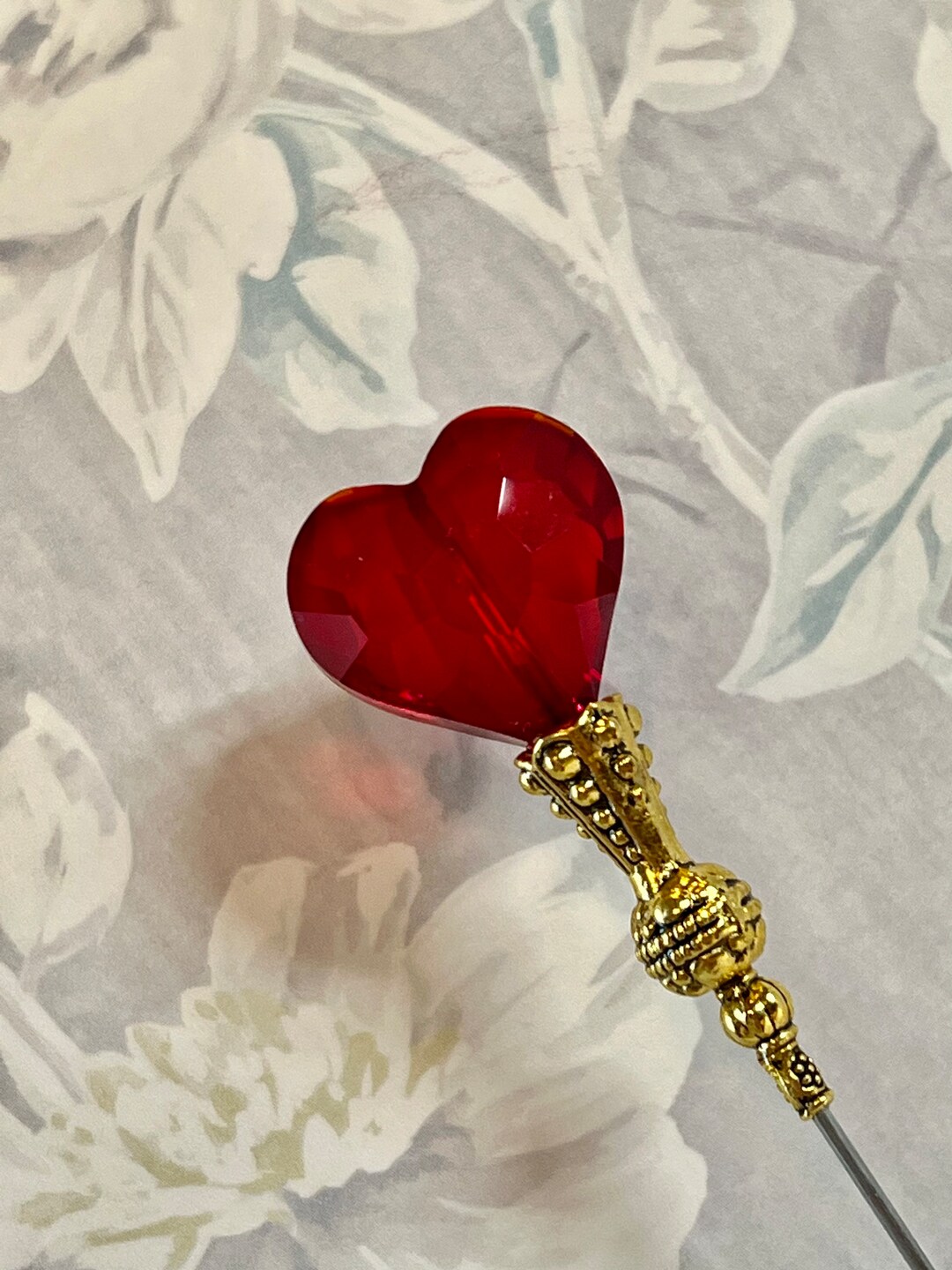 HATPIN Sparkling Heart Hat Pin Bright Red Choose Your Length 14 13 12 ...