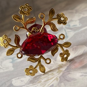 HATPIN Sparkling Ruby Red Crystal Heart Hat Pin }{ Choose Your Length ...