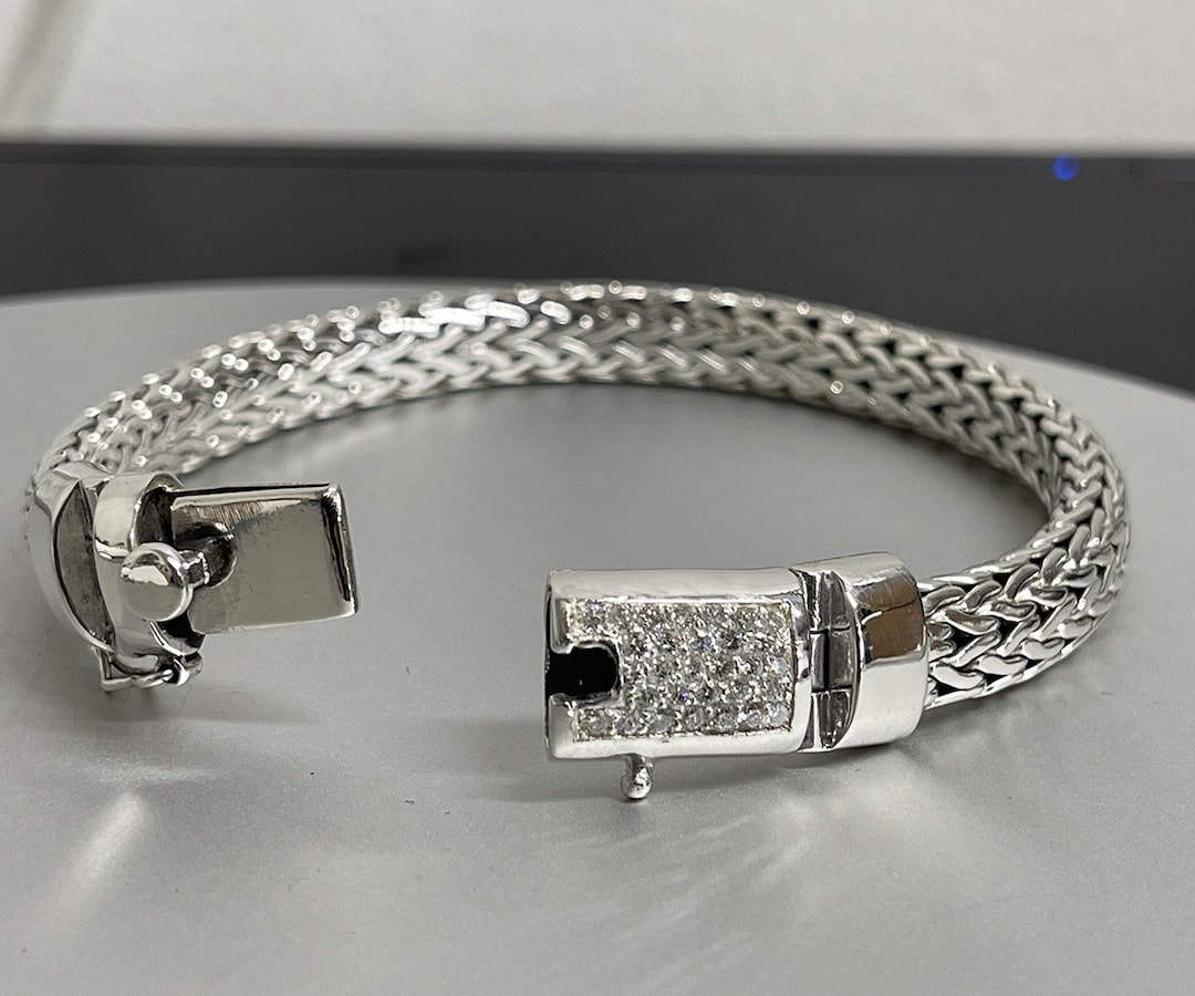 Sterling Silver Woven Bali Tulang Naga Bracelet 8mm 8 Inch 0.88 Carat ...