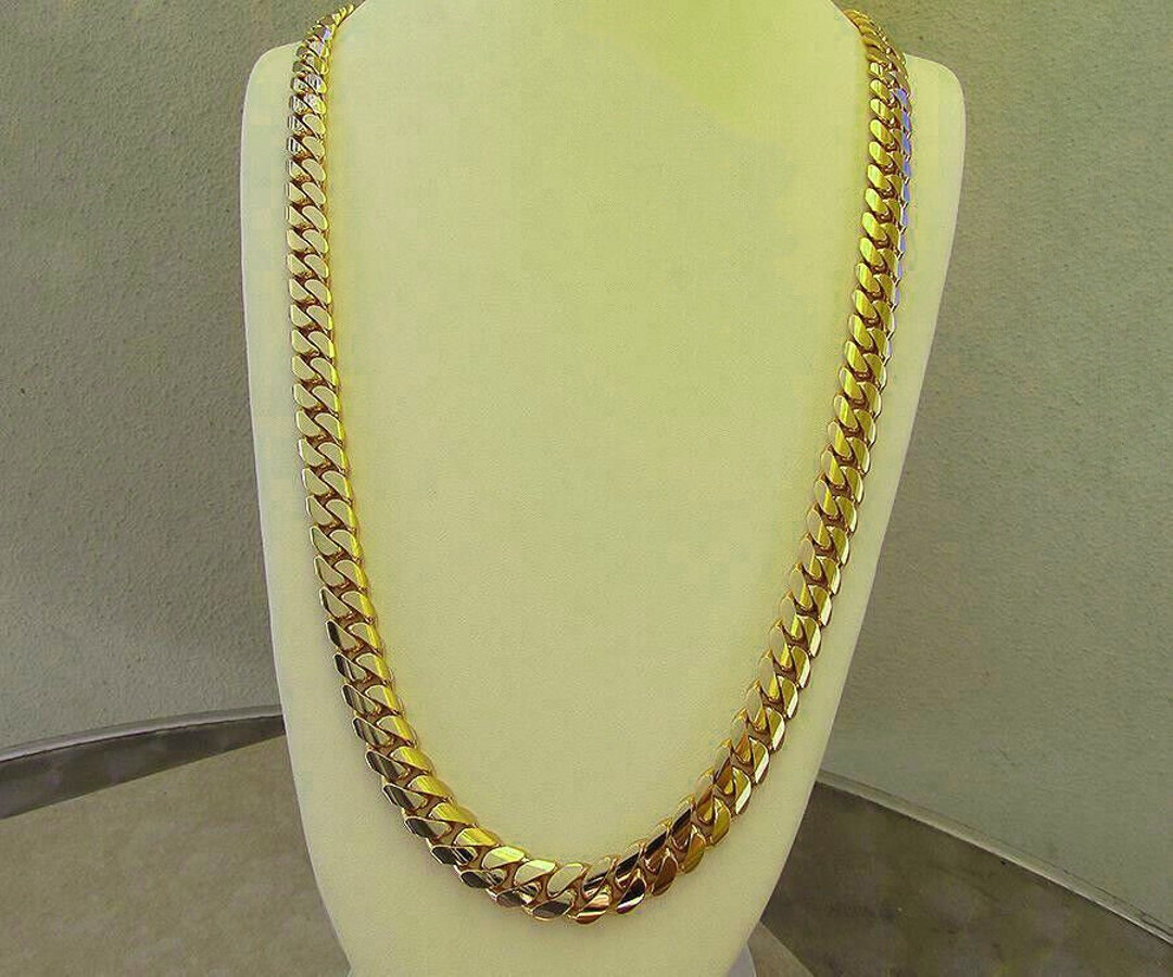 Solid 14K Yellow Gold Men's Cuban Link Chain Necklace 26" Heavy 241.8 ...