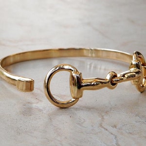 Classy Equestrian Solid 14K Gold Horse Snaffle Bit Bangle Bracelet ...