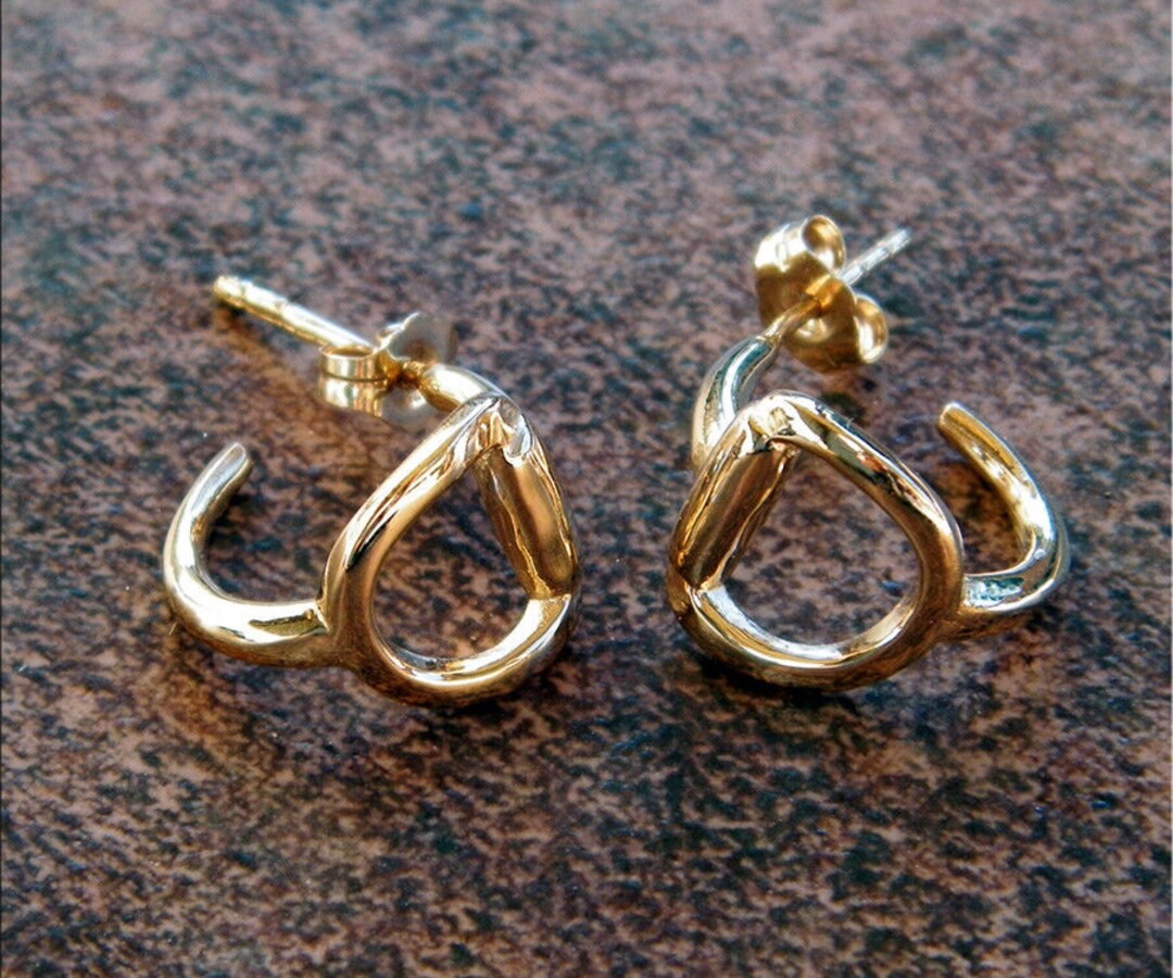 Solid 14K Gold Equestrian Horse Snaffle Bit Earrings 4.8g - Etsy