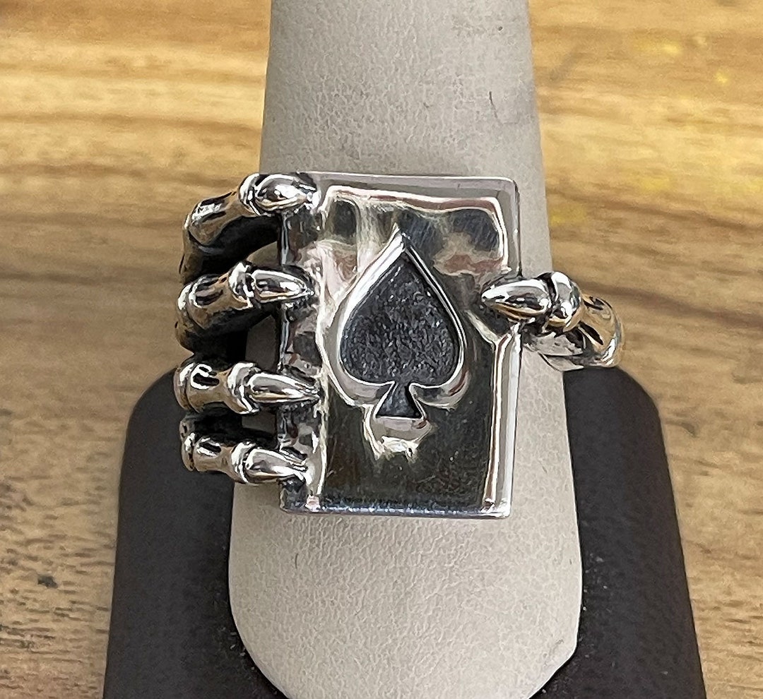 Sterling Silver Gothic Skelaton Ace of Spades Ring - Etsy