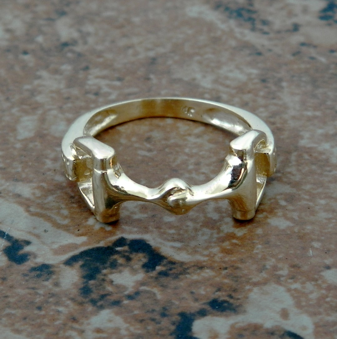 Beautiful Solid 14K Yellow Gold Equestrian Horse Snaffle Bit Ring Most ...
