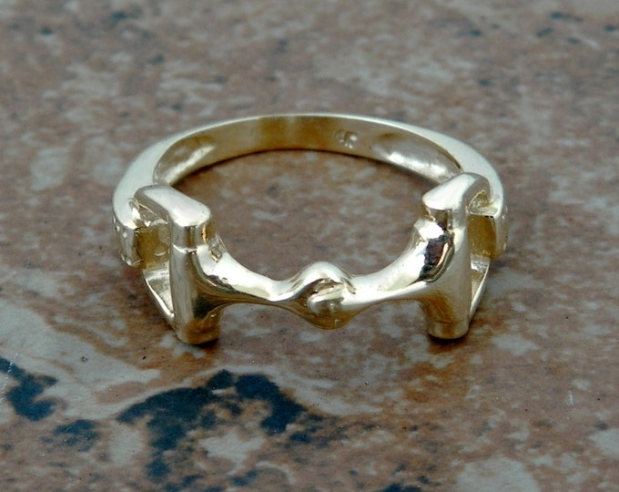 Beautiful Solid 14K Yellow Gold Equestrian Horse Snaffle Bit Ring Most ...