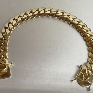 Solid 14K Gold Miami Men's Cuban Curb Link Bracelet Heavy 8.5 105.4 ...