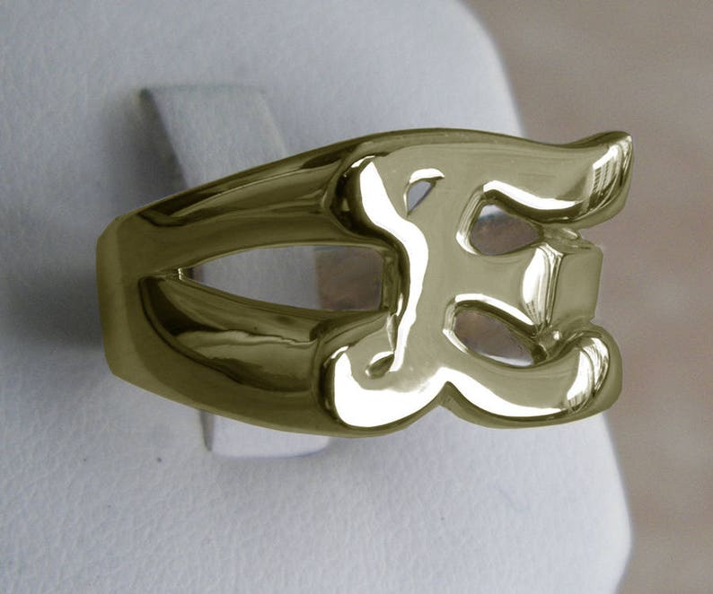 Classy Solid 14K Gold E Letter Name Initial Signet Ring Mens - Etsy