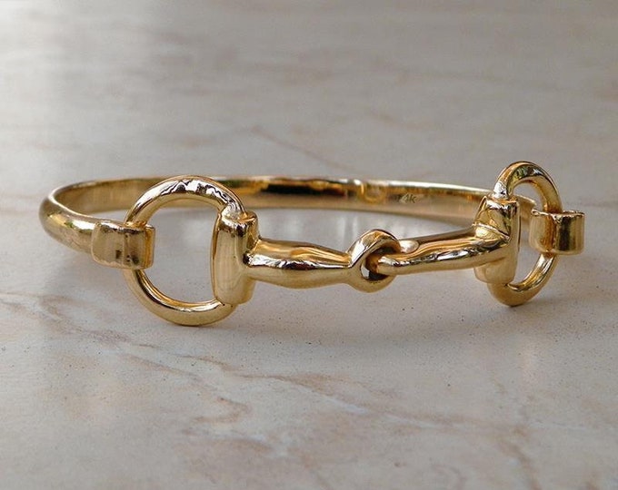 Classy Equestrian Solid 14K Gold Horse Snaffle Bit Bangle Bracelet ...