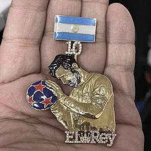 Solid 18K Gold Diamonds Lionel Messi Pendant Argentina Barcelona FC ...