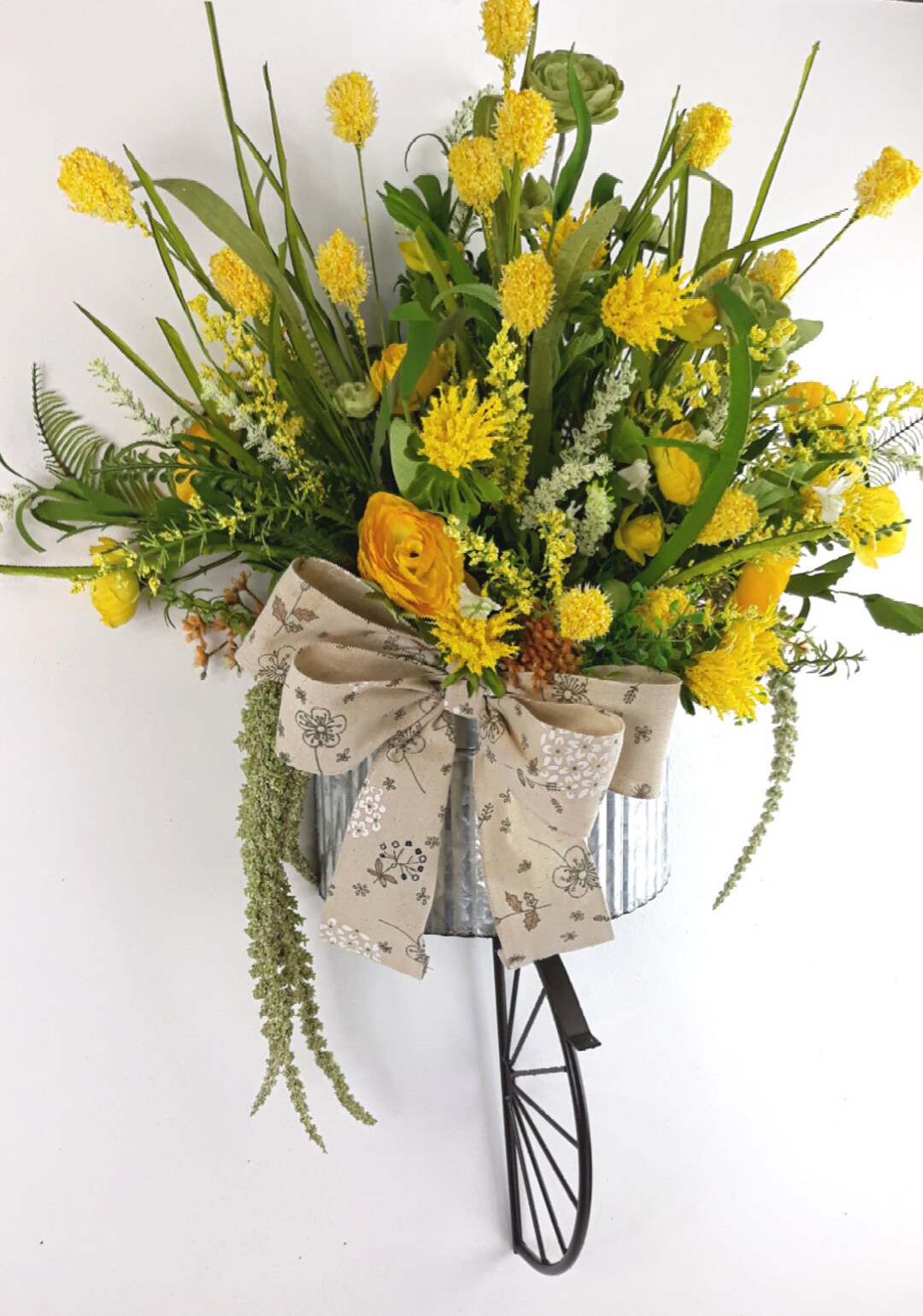 Spring Flowers in Bicycle Basket Wall Hanger, Bicycle Wall Hanger ...