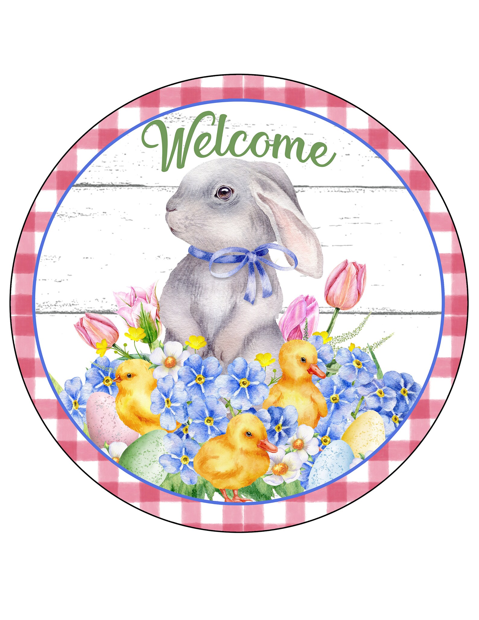 Easter Metal Sign Welcome Sign Bunny Wall Hanger Duckling | Etsy