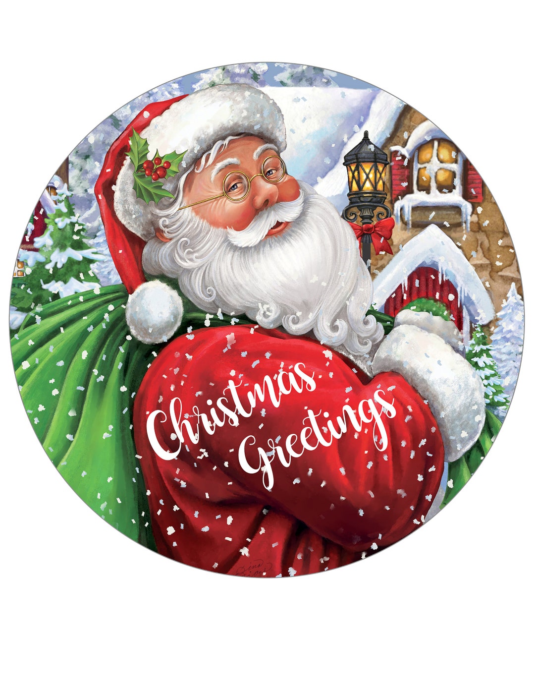 Santa Claus Metal Sign, Christmas Sign, Vintage Santa With Sack Sign ...