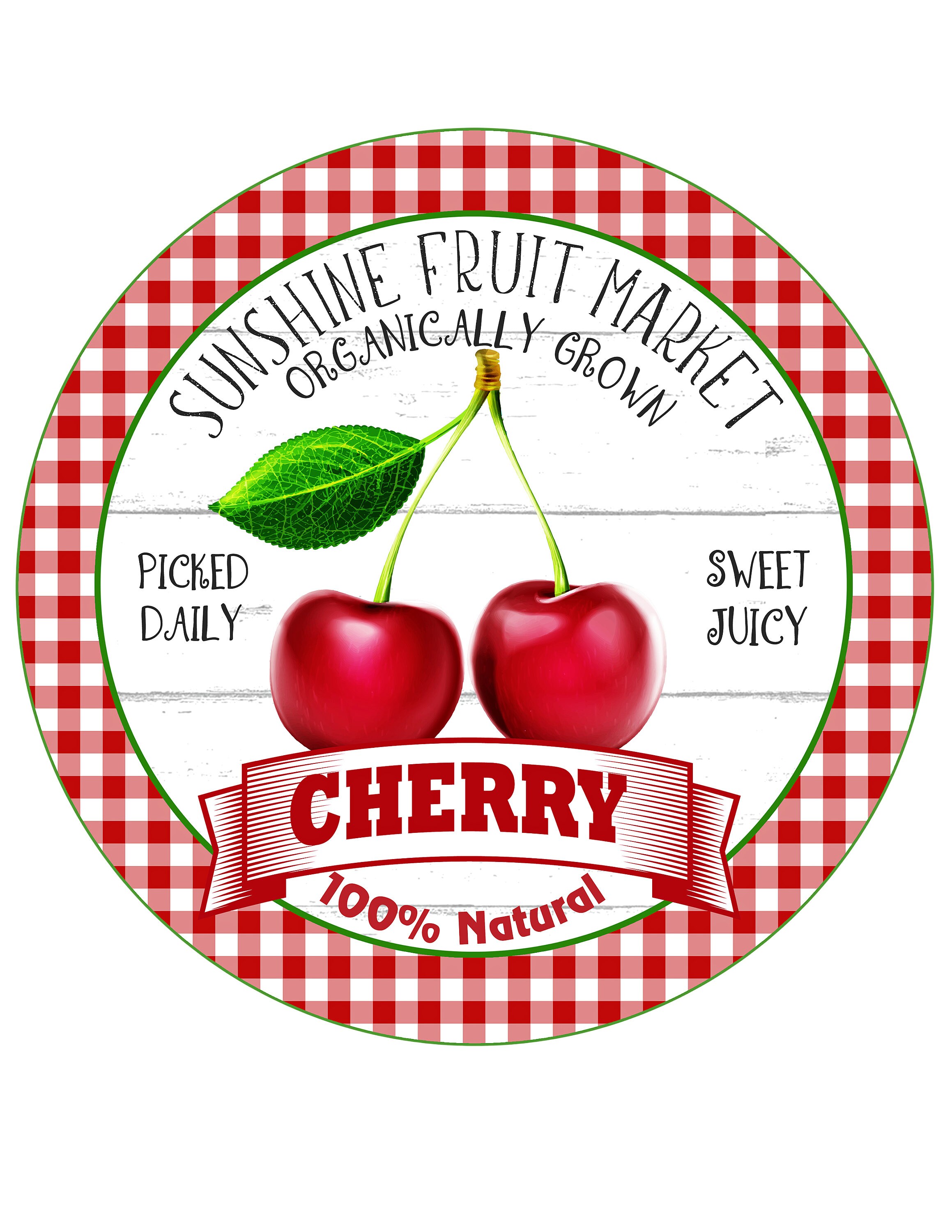 Cherry Metal Sign Fruit Market Sign Cherry Red Plaid Sign - Etsy