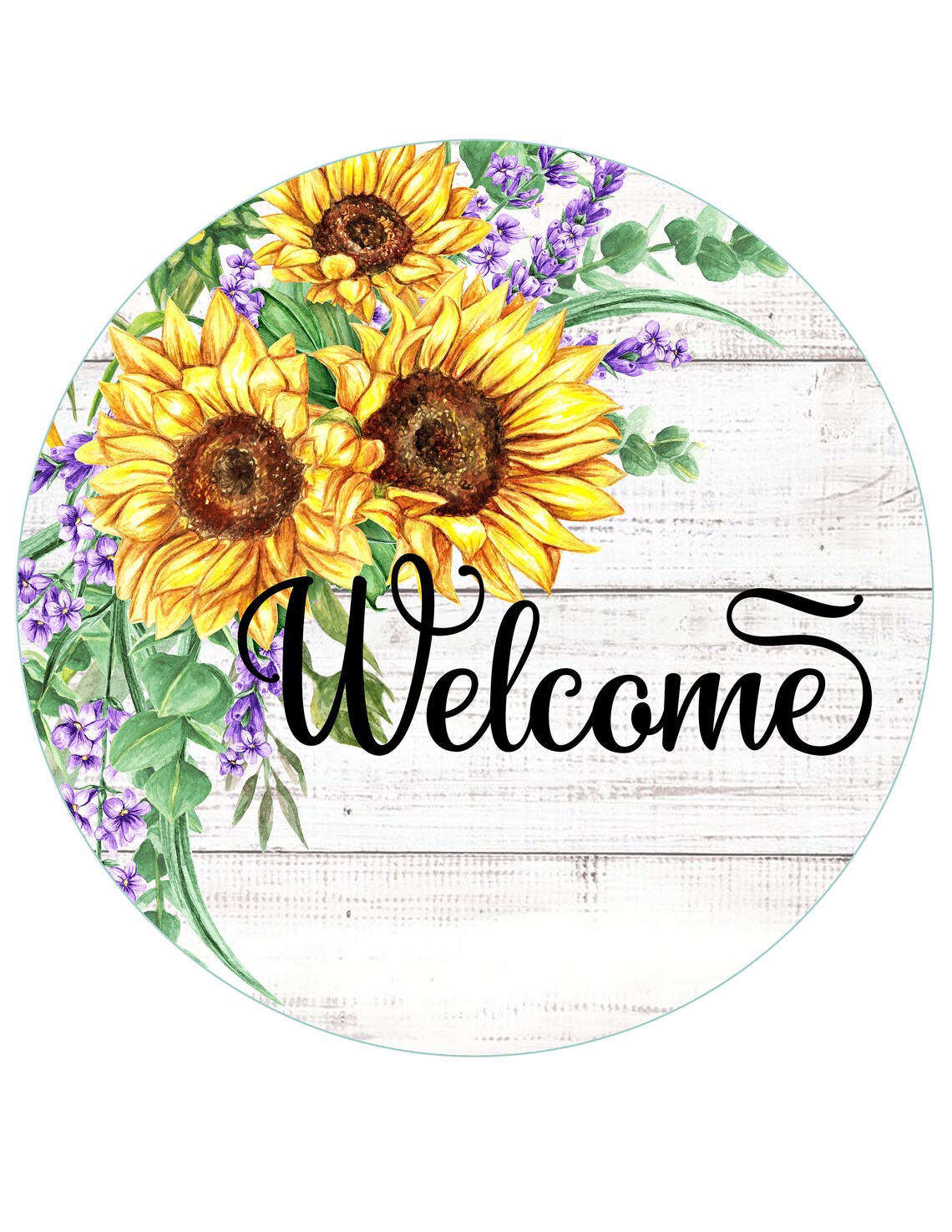 Sunflowers and Lavender Metal Sign, Welcome Sign, Summer Wall Hanger ...