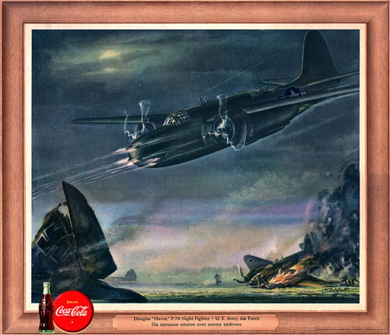 WWII Dogfight Scenes, Restored Heaslip Illustrations, Reproductions of ...