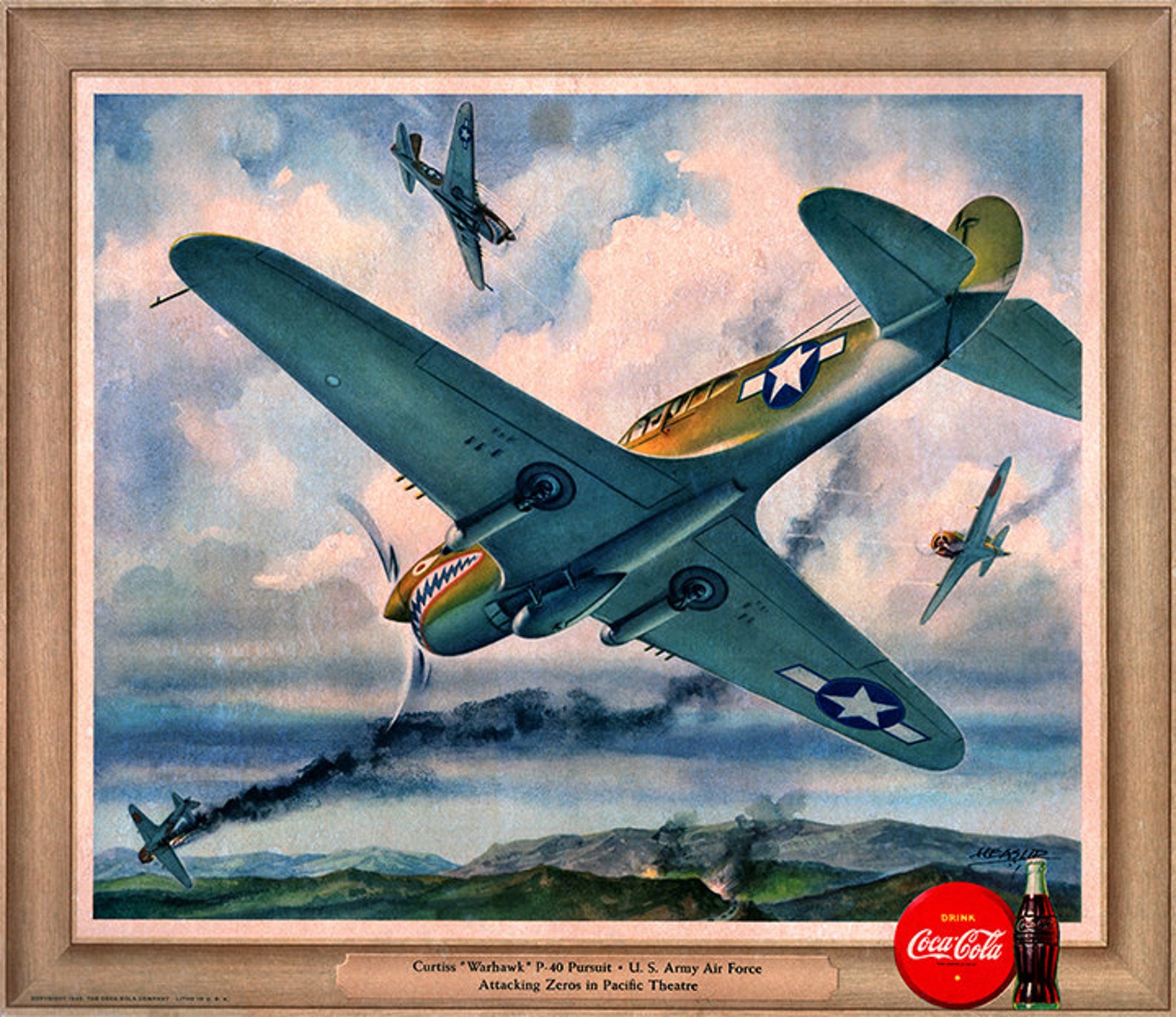 Coca Cola Ad Prints of WWII Aircraft in Combat, William John Heaslip ...