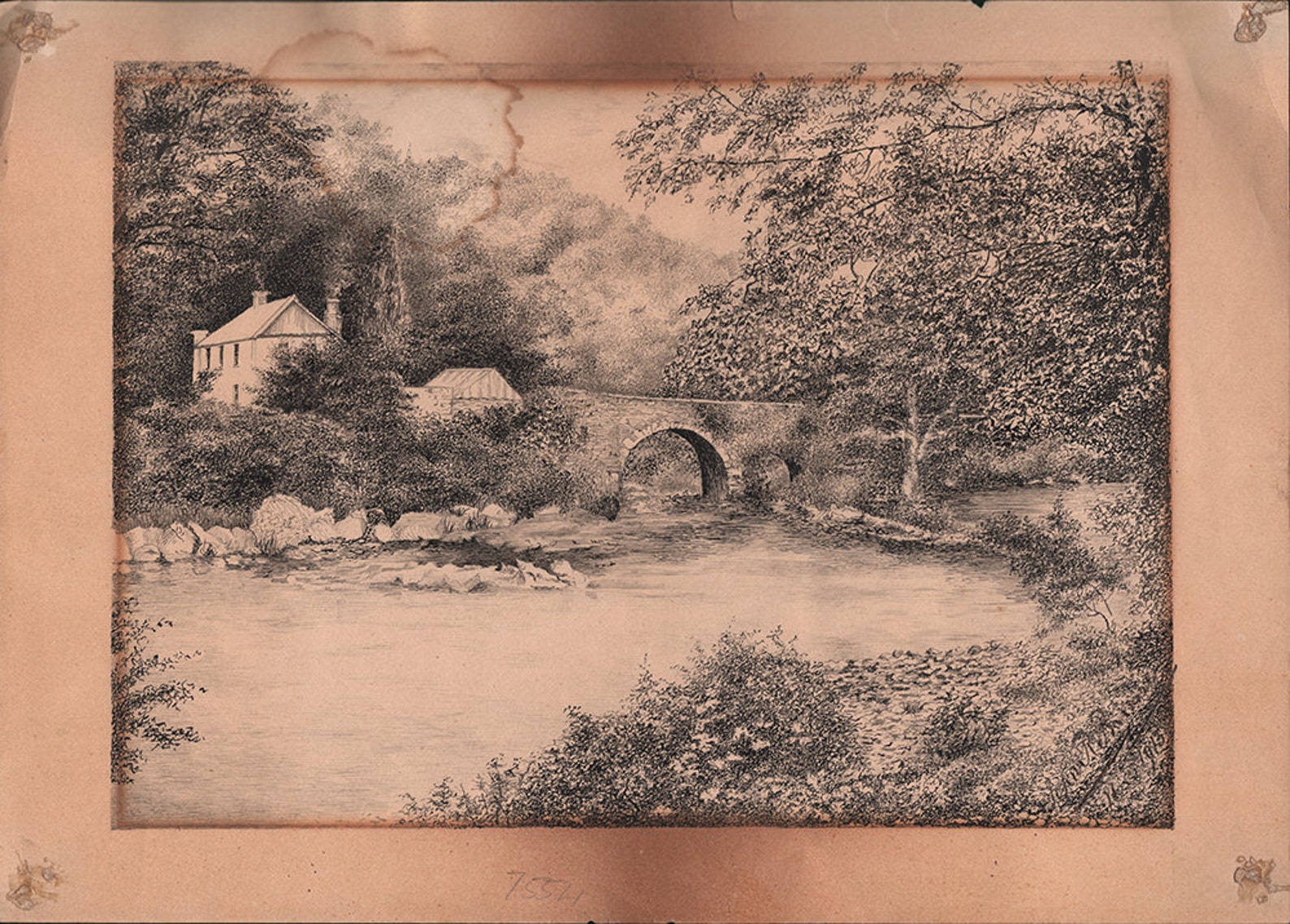 Stone Bridge Etching 1912 - Digitally Restored Reproduction - 13X19 ...