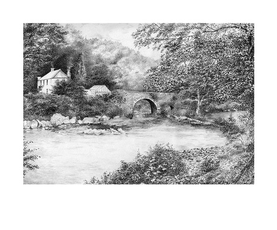 Stone Bridge Etching 1912 Digitally Restored Reproduction | Etsy